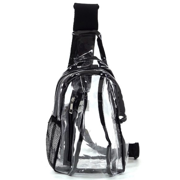 Other | Transparent Clear Sling Bag Crossbody Backpack With Black Trim ...